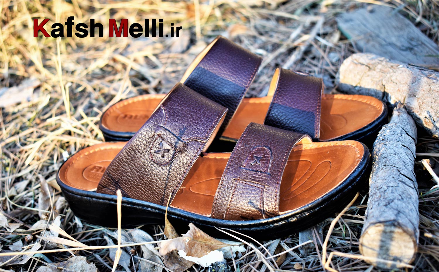 دمپایی مردانه چرم الماس 2 - کفش ملی ( طرح جدید )